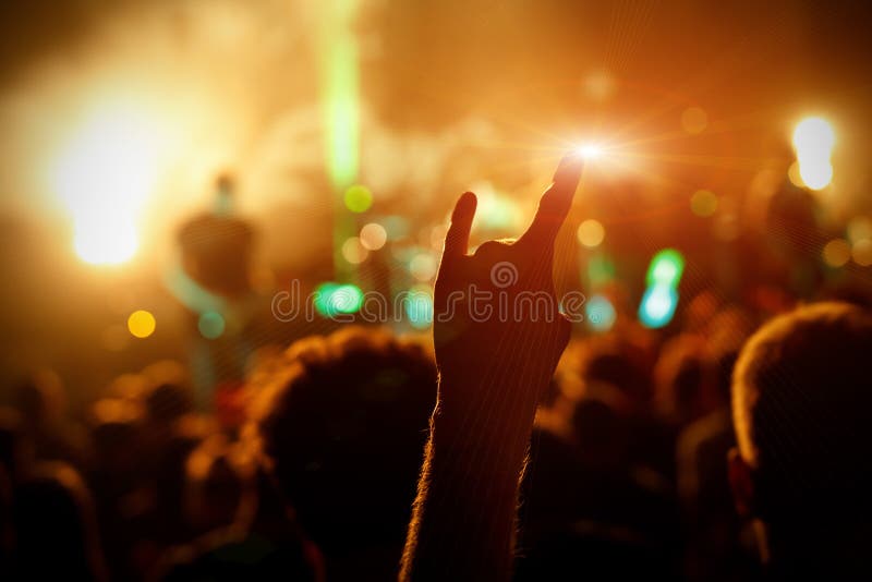 Crowd cheering at concert stock photo. Image of event - 93449096