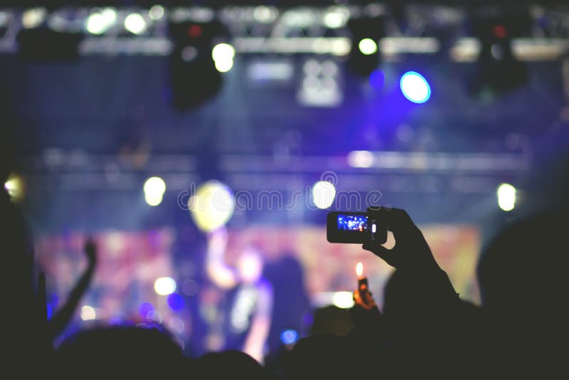 Crowd, Cheering and Watching a Band on Stage Stock Image - Image of ...