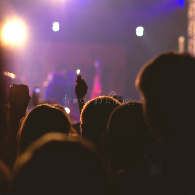 Crowd, Cheering and Watching a Band on Stage Stock Photo - Image of ...