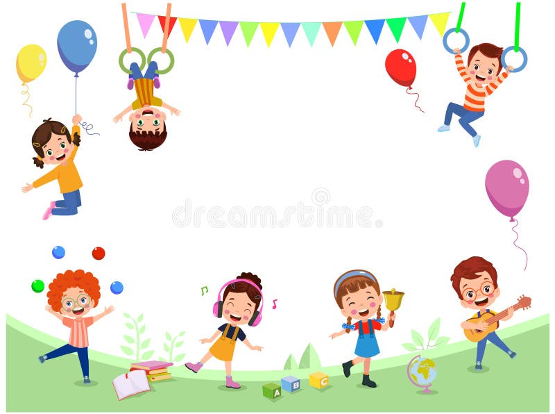 Crowd Children Cartoon with Blank Sign Stock Vector - Illustration of ...