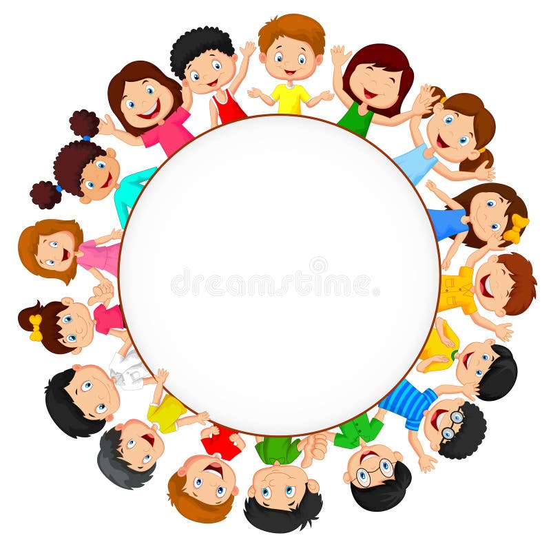 Crowd of Children Cartoon with Blank Space Stock Vector - Illustration ...