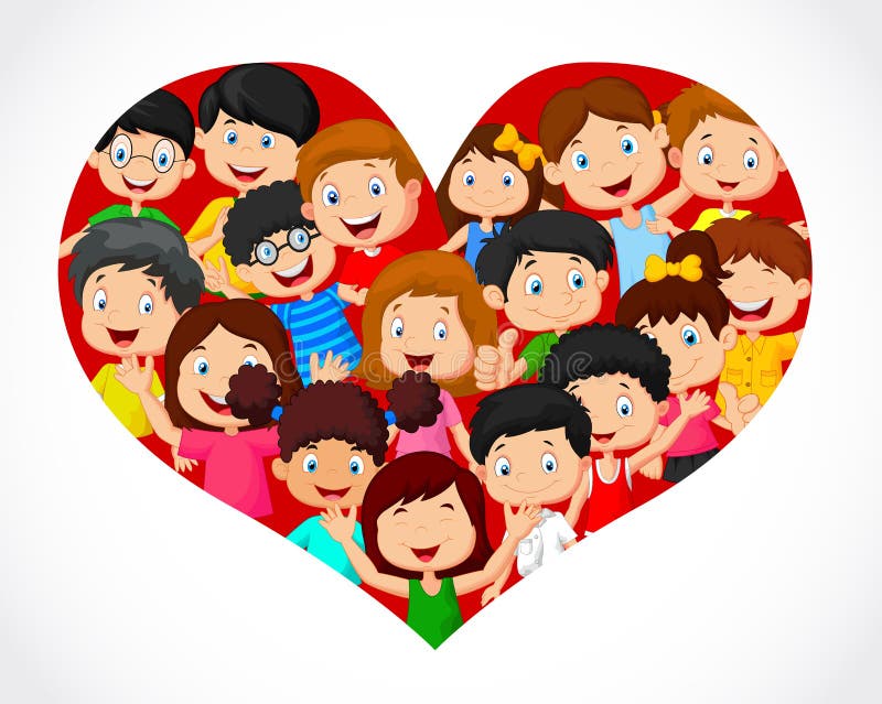 Crowd Of Children Cartoon With Blank Space Stock Vector - Illustration ...