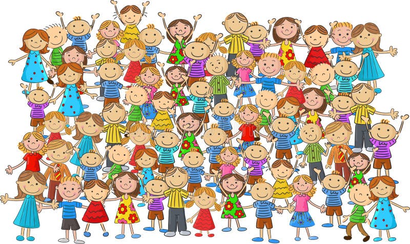 Crowd children cartoon stock vector. Illustration of multiple - 56088461