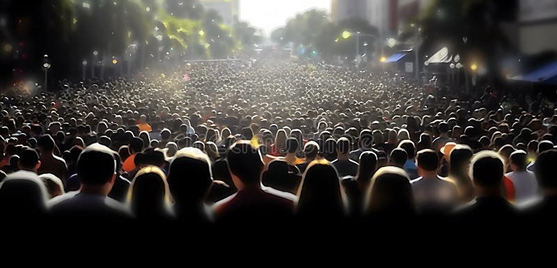 Crowd in the City. Concept of World Population Day. AI Generated Stock ...