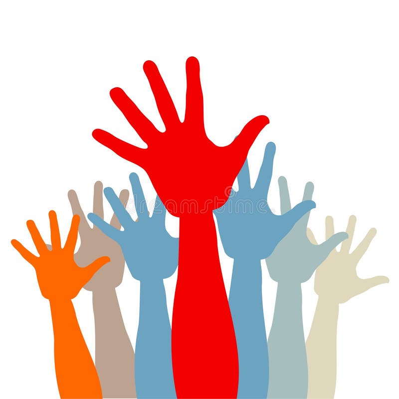 Crowd of colored hands stock vector. Illustration of career - 31545069