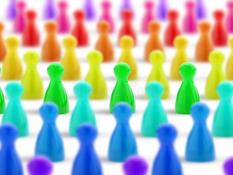 Crowd of colored pawns stock illustration. Illustration of concept ...