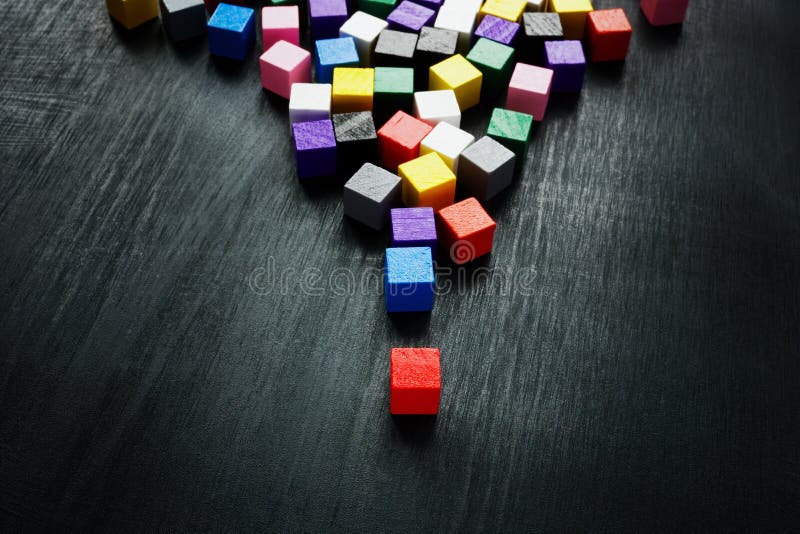 Crowd of Colorful Cubes and Red One As a Leader. Leadership Concept ...