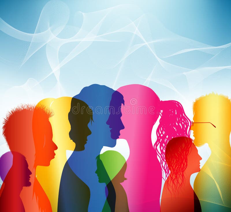 Crowd. Communication between People. Group of People. Colored ...