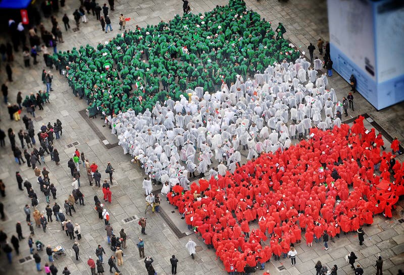 Crowd Composes a Human Flag of Italy Representing the Unity of the ...