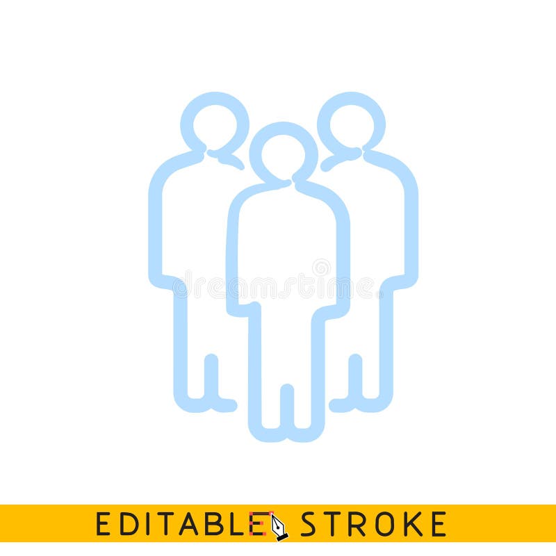 Crowd Concept. Three People Group Icon. Editable Stroke Flat Line Icon ...
