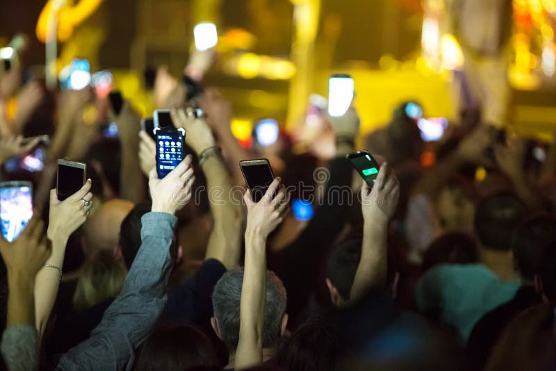 Crowd at Concert and Blurred Stage Lights . Editorial Stock Image ...