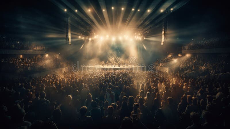 Crowd at a Concert with Bright Light Stock Illustration - Illustration ...