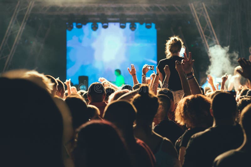 Crowd in a concert editorial stock photo. Image of open - 99632763