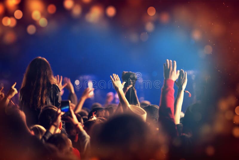 Crowd, Happy People Enjoying Rock Concert Stock Photo - Image of ...