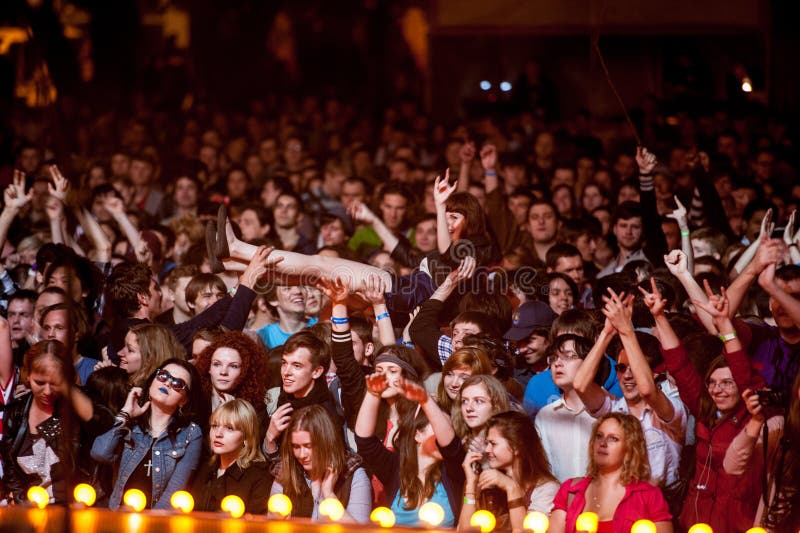 Enthusiastic Crowd during a Rock Concert Editorial Photo - Image of ...