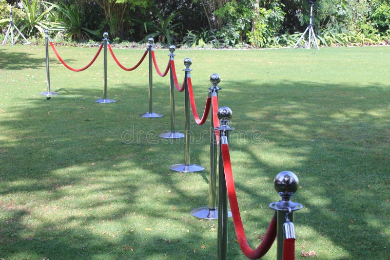 Crowd Control Barriers with Red Velvet Rope Stock Photo - Image of ...
