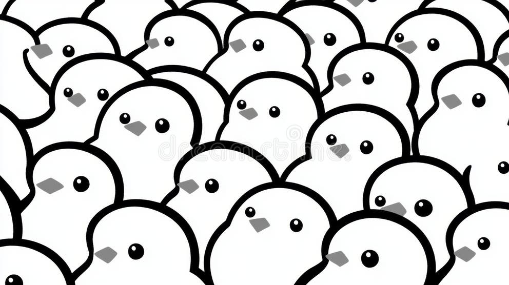 Crowd of Cute Chicks stock illustration. Illustration of kawaii - 367526132