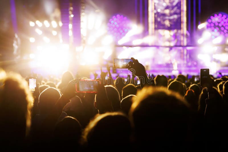 The Crowd on the Dance Floor during the Music Show, Happy People with ...