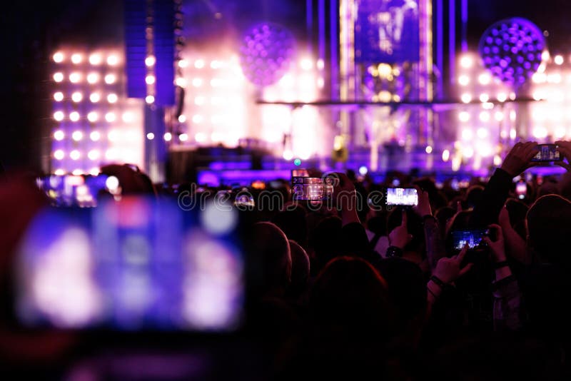 The Crowd on the Dance Floor during the Music Show, Happy People with ...