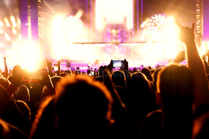 The Crowd on the Dance Floor during the Music Show, Happy People with ...