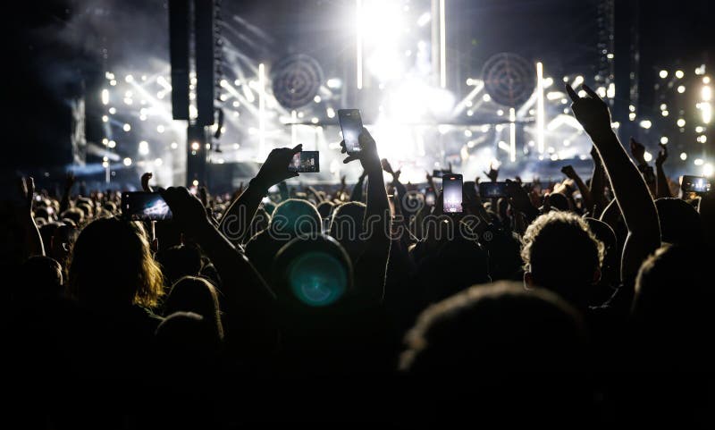 The Crowd on the Dance Floor during the Music Show, Happy People with ...