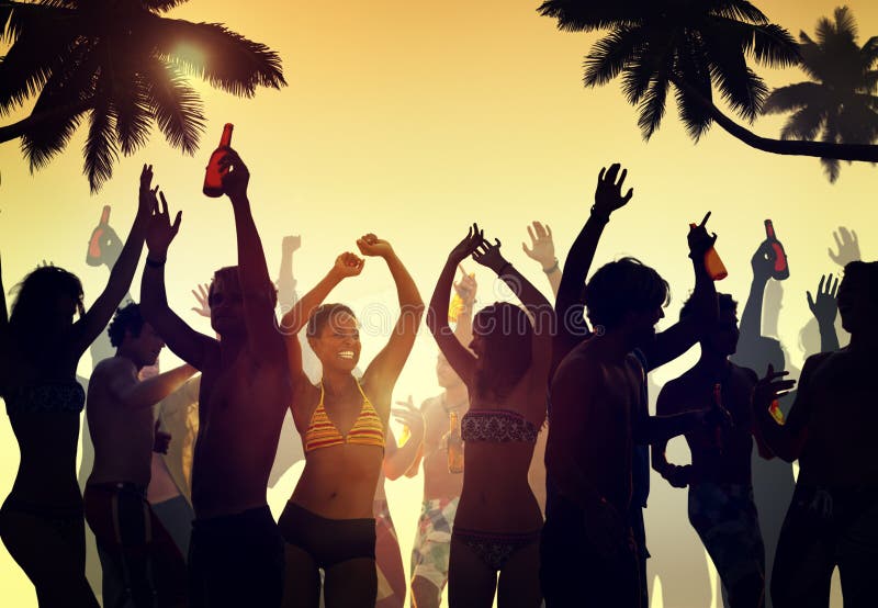 Crowd Dancing by the Beach stock photo. Image of dance - 41707516