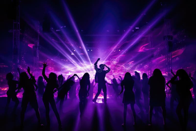 Crowd Dancing Under Bright Light Beams at a Disco. Stock Photo - Image ...
