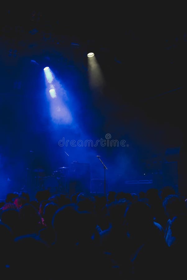 Crowd at Empty Music Stage Waiting for Rock Band. Stock Image - Image ...