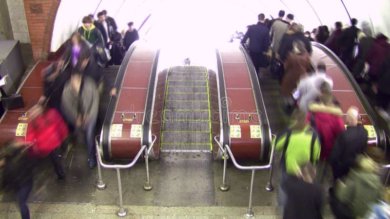 Crowd on Escalator. Time Lapse. Upper View Stock Video - Video of group ...