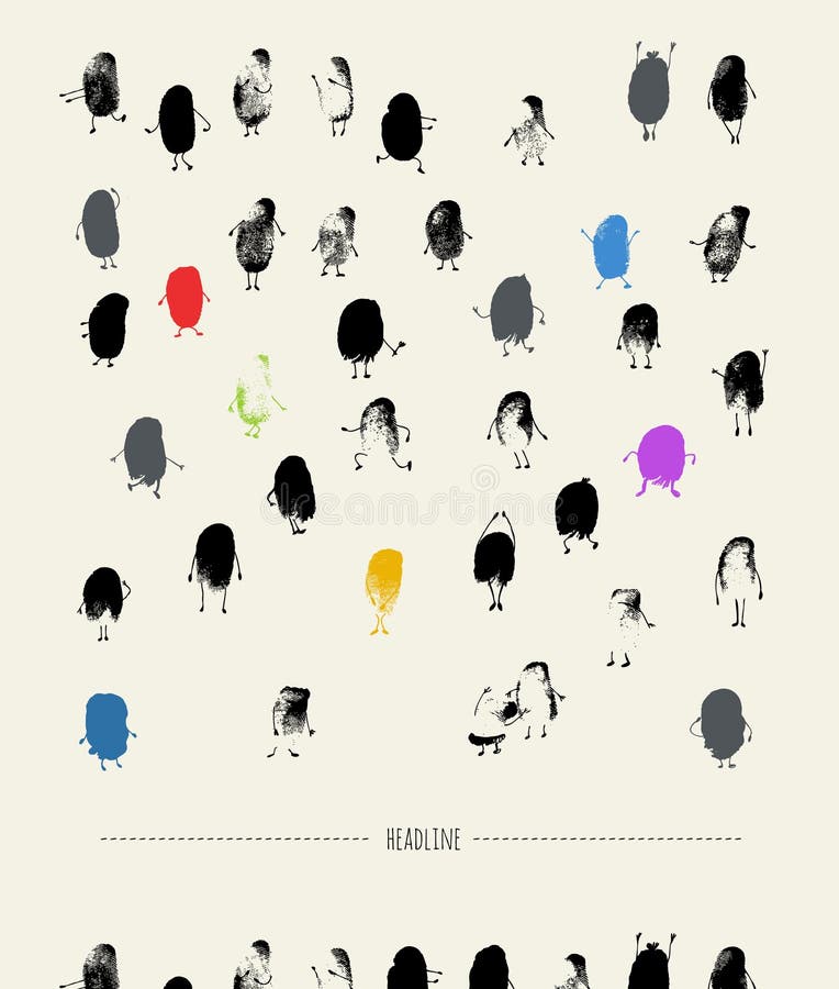Crowd - Fingerprint Characters Stock Vector - Illustration of ...