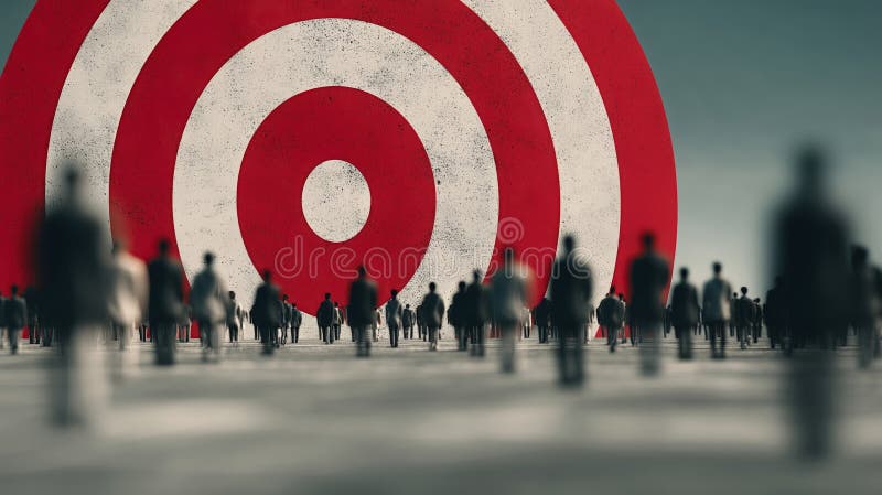 Crowd Focused on Target Goal Stock Illustration - Illustration of ...