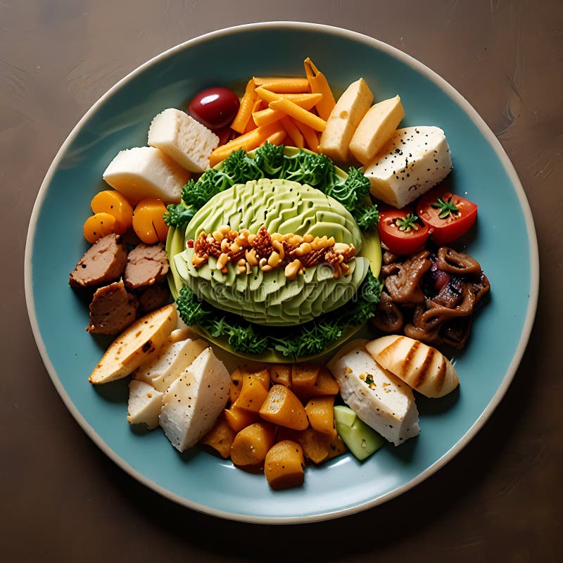 Crowd Food on a Single Plate Stock Illustration - Illustration of ...