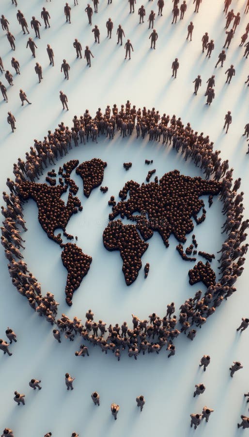 Crowd Forming World Map Shape on Ground Stock Image - Image of ...