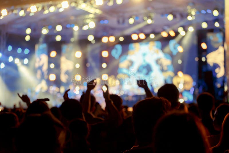 Crowd in Front of Concert Stage Blurred Stock Photo - Image of disco ...