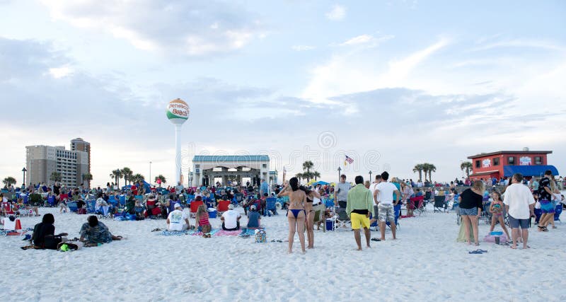 Crowd Gathers at Ampitheater at Pensacola Beach, Florida for Bands on ...