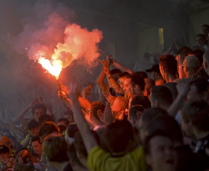 Crazy Crowd of Protesters Walking in the Burned Square after Fight with ...