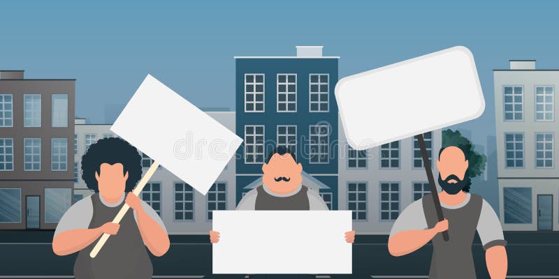 A Crowd of Guys with Banners in Their Hands are Protesting. Prosky ...