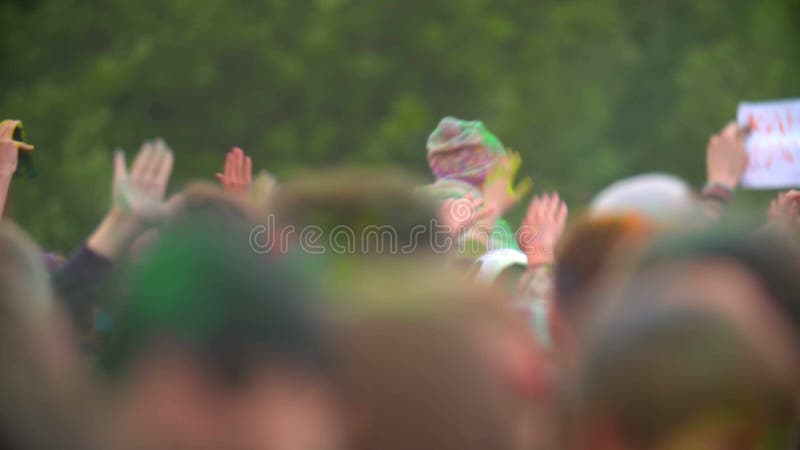 Crowd of People Waving Hands Stock Video Footage - Video of concert ...
