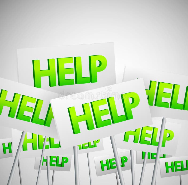 Crowd of help signs stock illustration. Illustration of demonstration ...