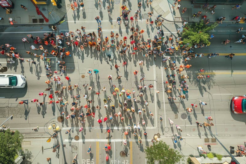 A Crowd of Individuals Standing Together on the Edge of a Road ...