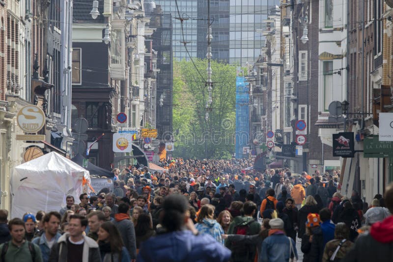 Crowd on Kingsday at Amsterdam the Netherlands 27-4-2019 Editorial ...