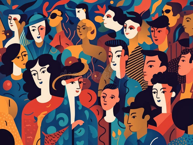 Crowd Large Group of Caucasian People Created with Generative AI Stock ...