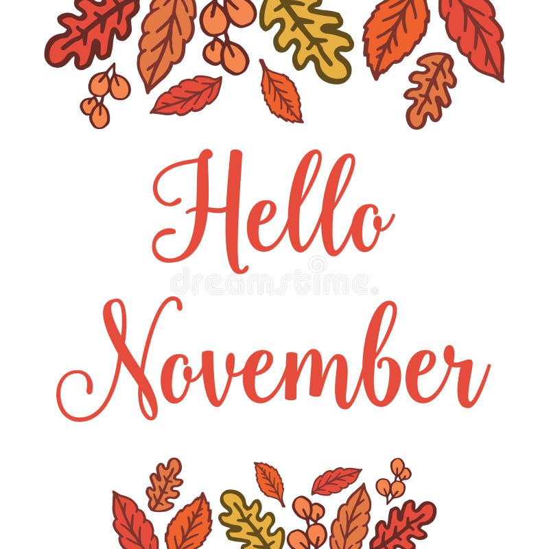 Crowd of Leaf Frame, for Poster Hello November. Vector Stock Vector ...