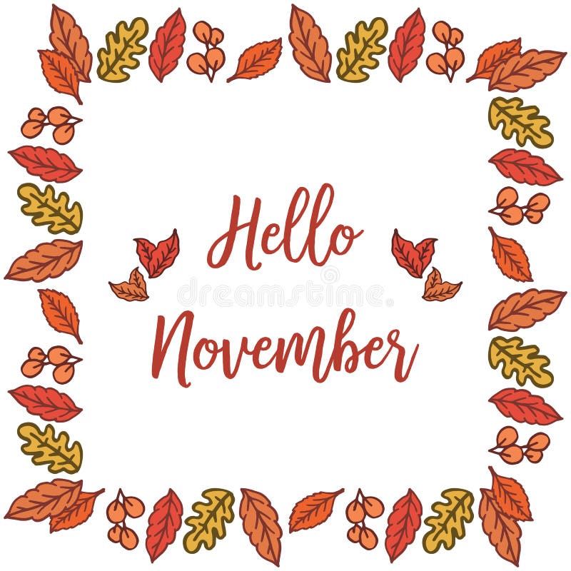 November, Vector Script with Decorative Maple Leaves Elements. Hand ...
