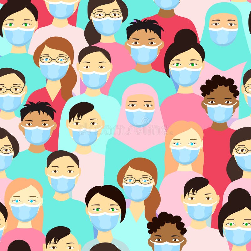 Crowd of Masked People Covid-19 Concept. Quarantine. 2019-nCoV Novel ...