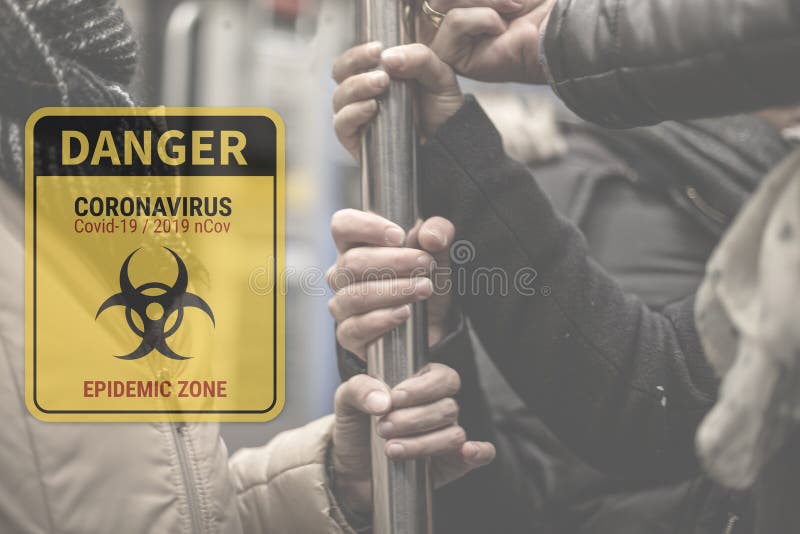 Crowd in the Metro, Risk of Virus Transmission - Close-up Hands on Bar ...