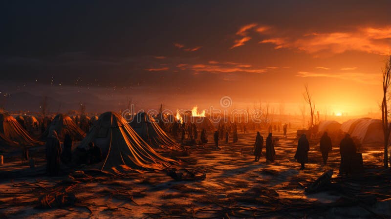 Crowd of Middle Eastern Refugees Camp Stock Photo - Image of lifestyles ...