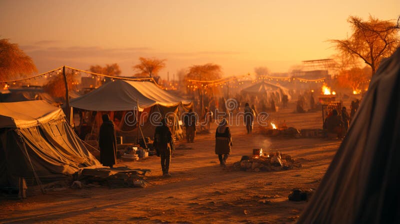 Crowd of Middle Eastern Refugees Camp Stock Image - Image of refugee ...