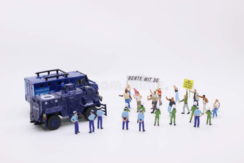 A Crowd of Mini People with Flags, Banners Stock Photo - Image of ...