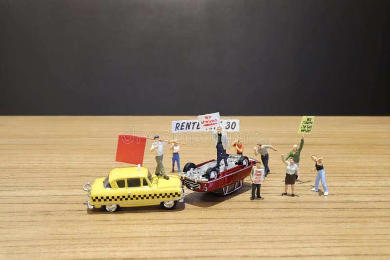 Crowd of Mini People with Flags, Banners Stock Photo - Image of flat ...